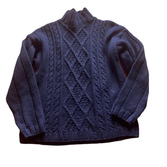 Aran Crafts | Sweaters | Aran Crafts Ireland Navy Blue Wool Cable Knit ...